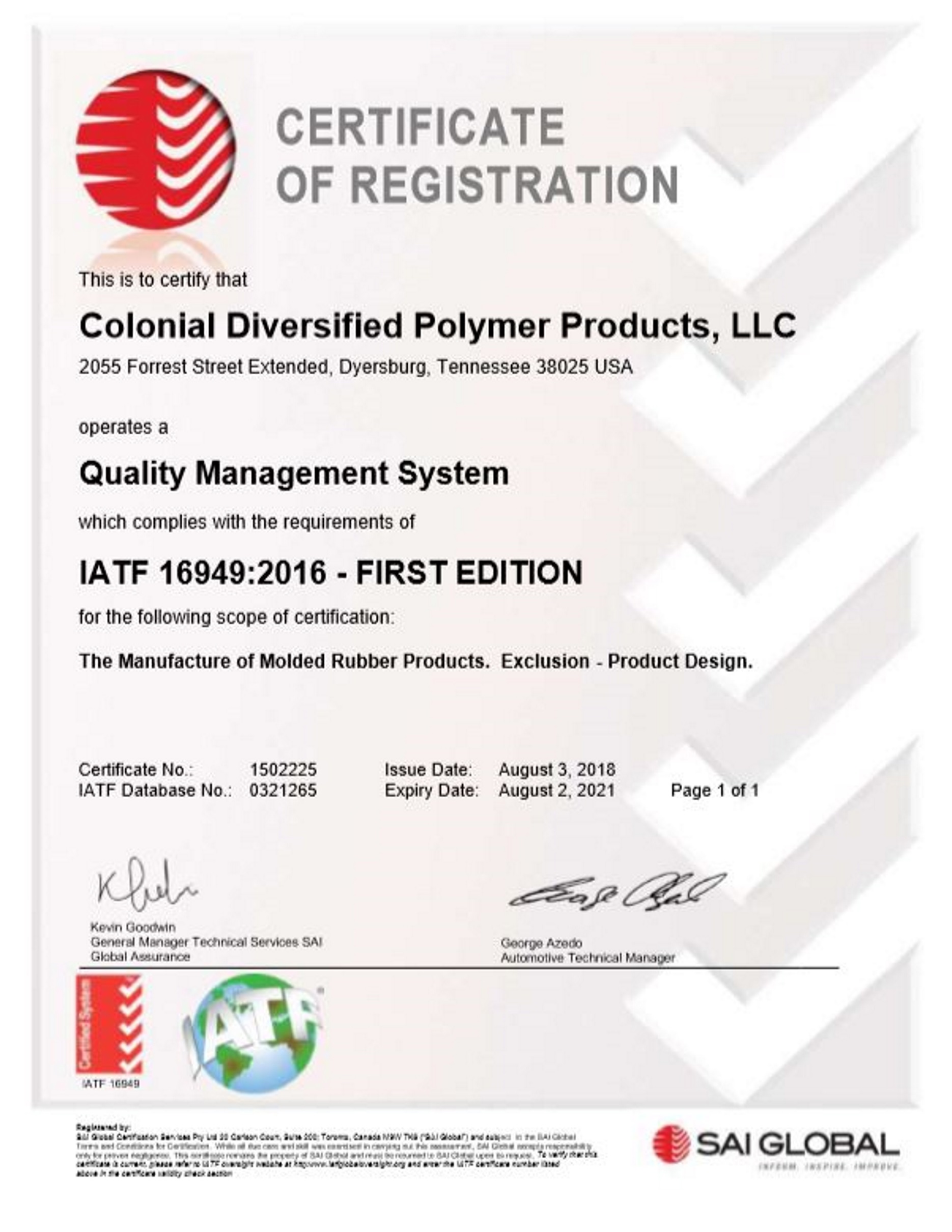 1502225_IATF_UR_Colonial_ - Colonial Rubber Company, LLC